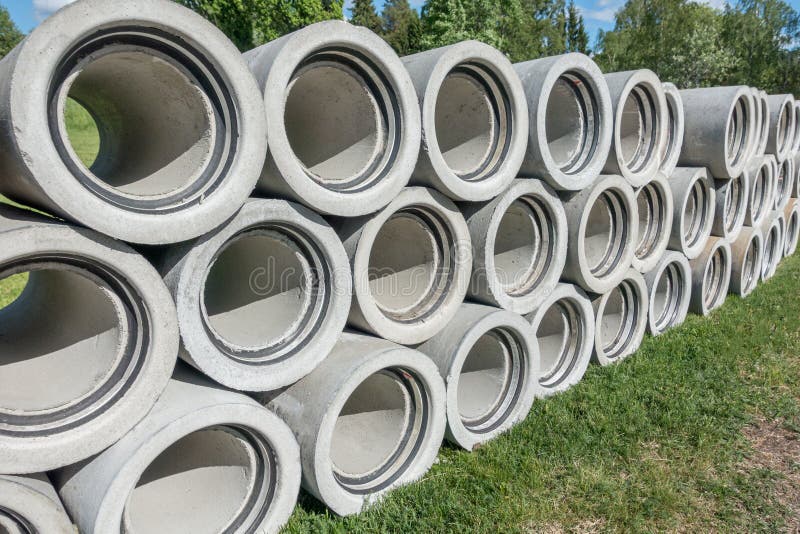 Concrete drainage pipes stock image. Image of irrigation - 95647229