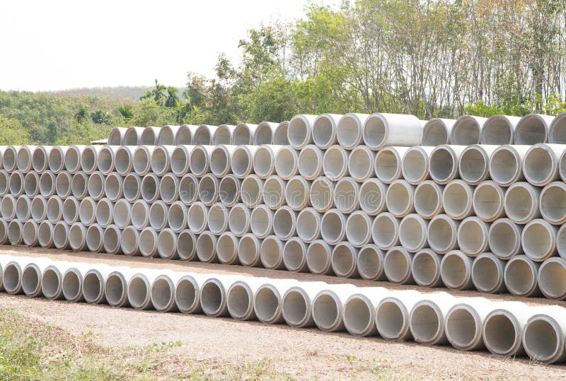 Concrete drainage pipes stock photo. Image of build, pile - 89227660