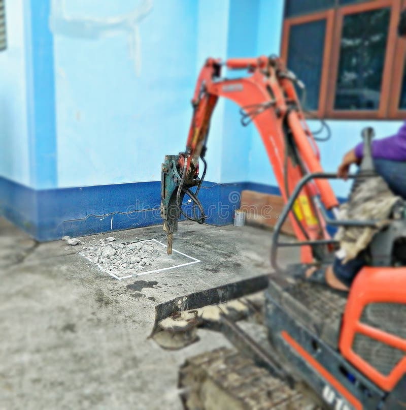 Concrete Drilling Machine Around the Building Stock Image - Image of ...