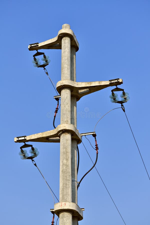 Concrete Electric Pole. Power Supply Industry. Stock Image - Image of ...