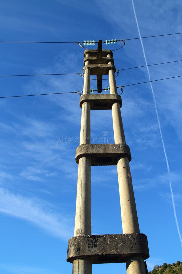 Concrete Electric Tower Pole Retro Stock Photo - Image of engineer ...