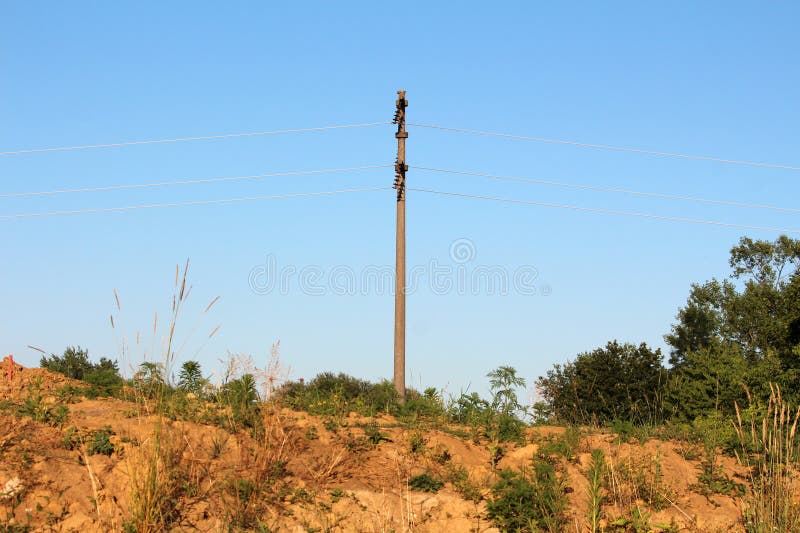 Concrete Electrical Power Line Utility Pole with Ceramic Insulators and ...