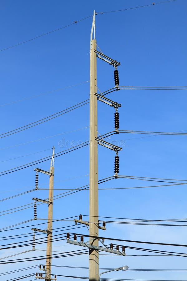 Concrete Electricity Post on Blue Sky Background Stock Photo - Image of ...