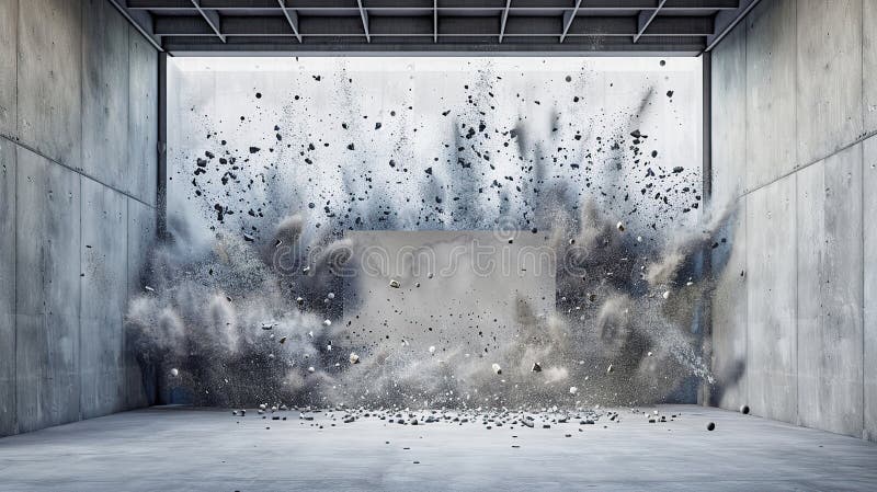 Concrete Explosion in an Empty Room Stock Illustration - Illustration ...