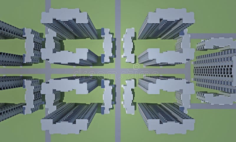 Concrete Faceless Multi-storey Building Top View Stock Illustration ...