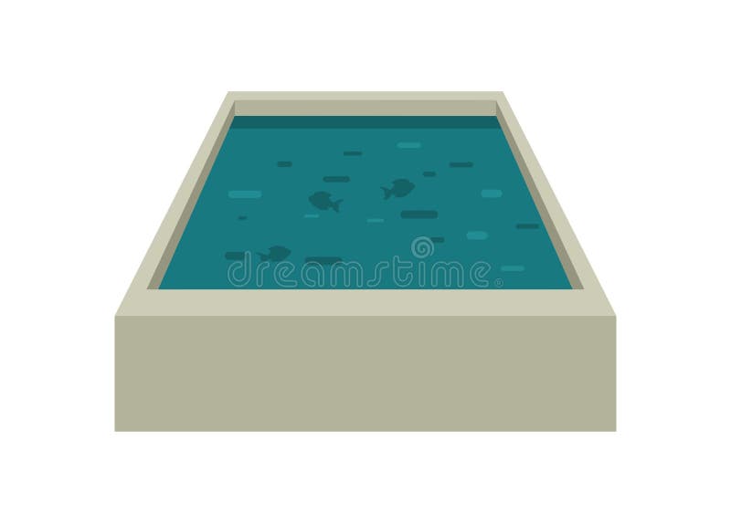 Concrete Fish Pool. Simple Flat Illustration. Stock Vector ...