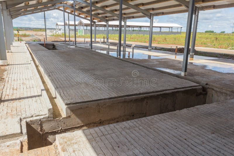 Concrete Floor with Building Under Construction. Concrete Base of the ...