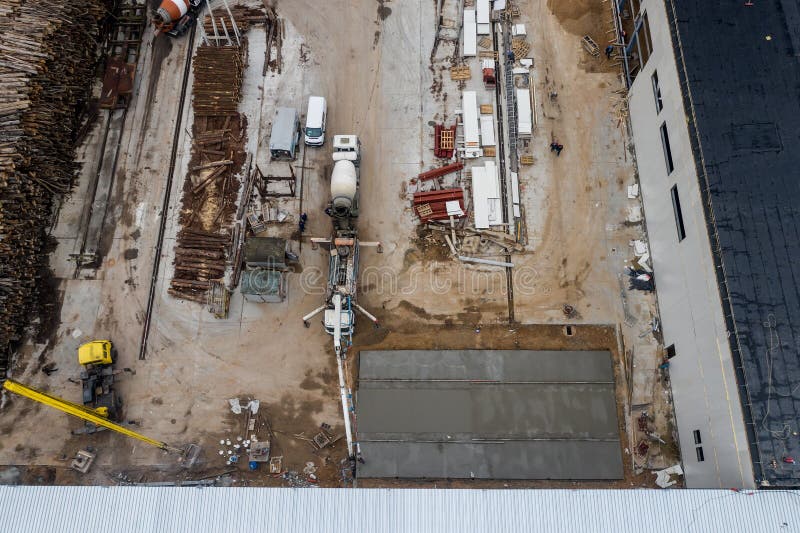Concrete Floor Filling in an Industrial Building Stock Image - Image of ...