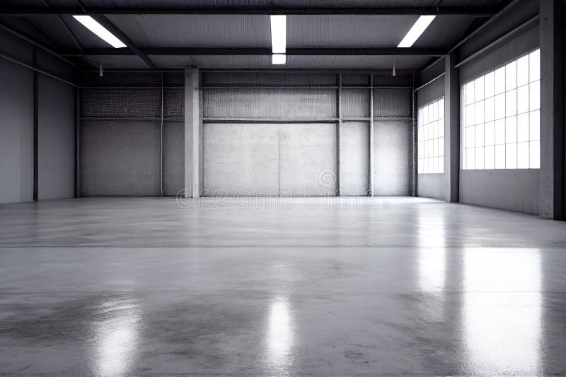Concrete Floor Inside Industrial Building. Generative AI Stock ...