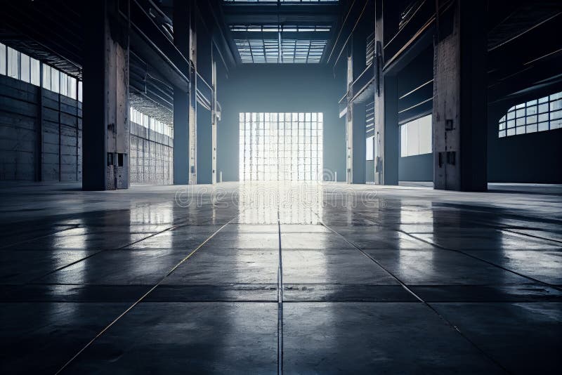 Concrete Floor Inside Industrial Building. Generative AI Stock ...
