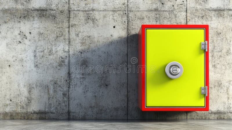 On a Concrete Floor, a Weathered Metal Box is Positioned Against a ...
