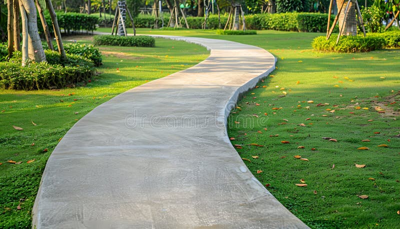 Concrete Footpath or Walkway at Outside of Park Stock Photo - Image of ...