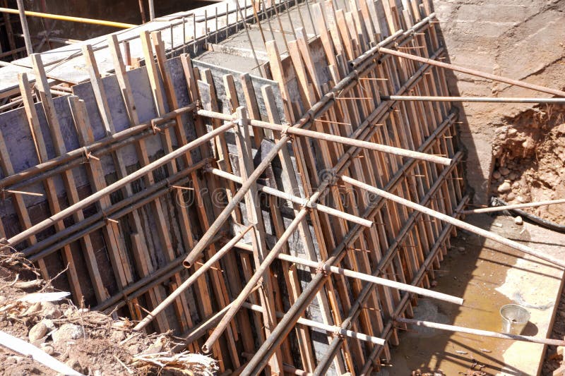Concrete Formwork Construction Process Stock Image - Image of framework ...