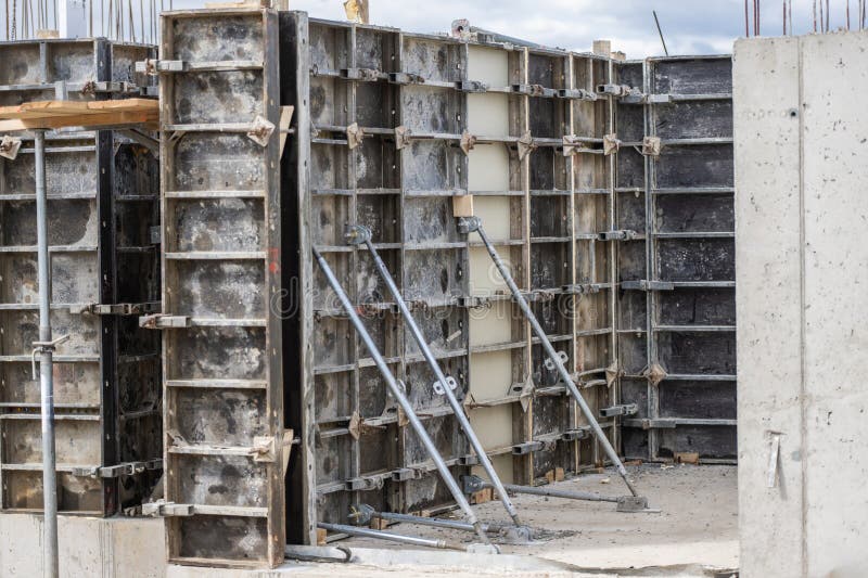 Construction Site Features Concrete Formwork and Scaffolding Details ...