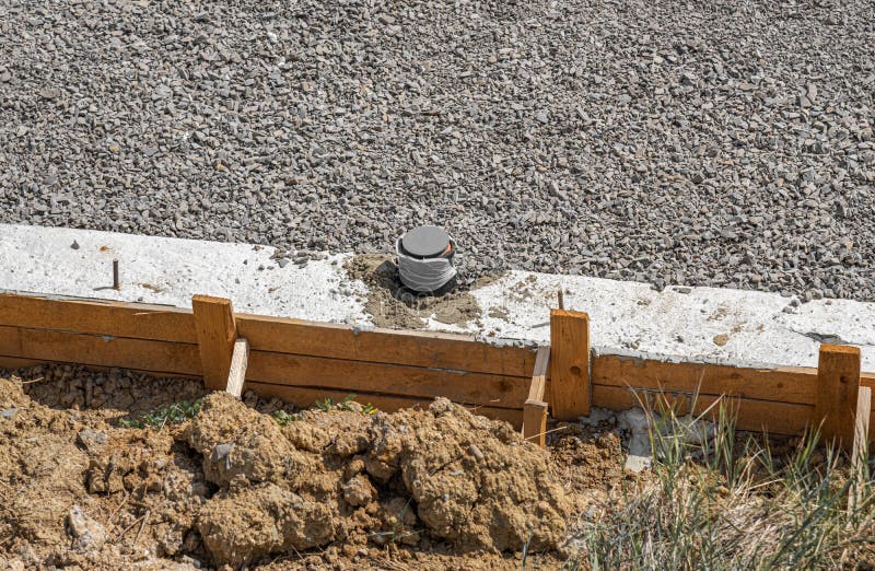 Concrete Foundation and Backfilling of Rubble. Stock Image - Image of ...