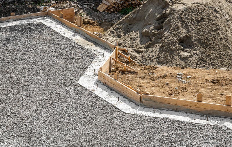 Concrete Foundation and Backfilling of Rubble. Stock Image - Image of ...