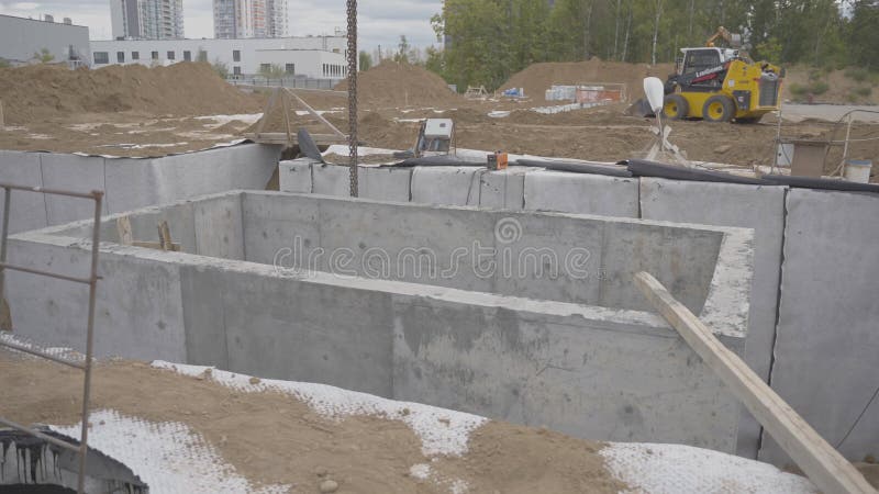 Concrete Foundation with Basement for City Building Stock Video - Video ...