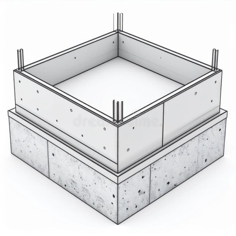 Concrete Foundation Formwork 3D Model Stock Illustration - Illustration of construction ...