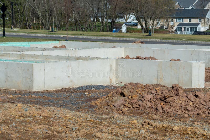 Concrete Foundation for House Stock Photo - Image of development ...