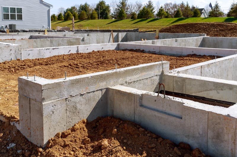 Concrete Foundation for House Stock Photo - Image of building, project ...