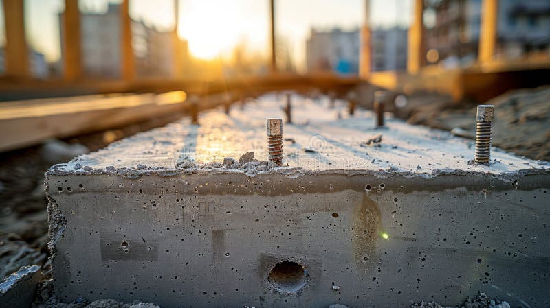 Concrete Foundation Metal Rods Construction Site Sunset Stock Photos ...