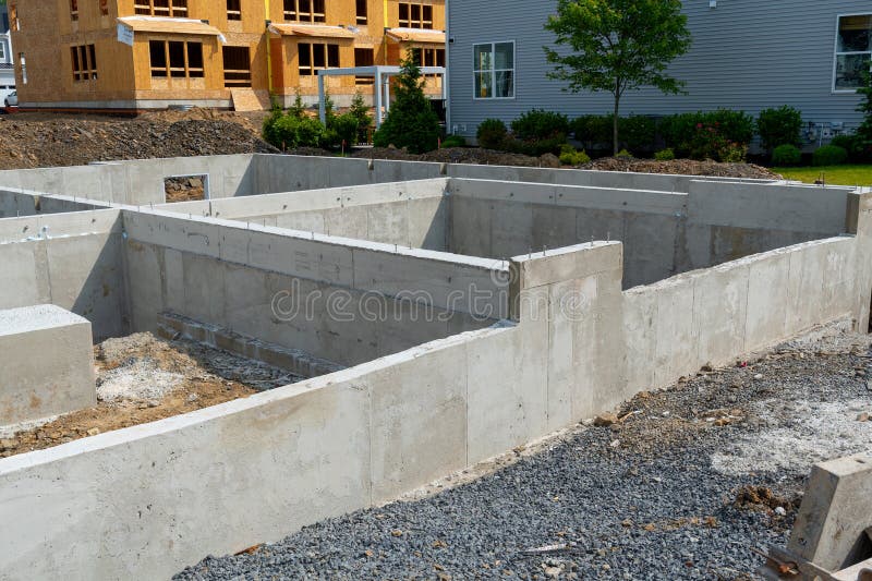 Concrete Foundation for a New House Stock Image - Image of wooden ...