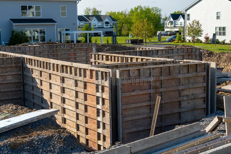Concrete Foundation with Reinforcement and Metal Slab Construction Site ...
