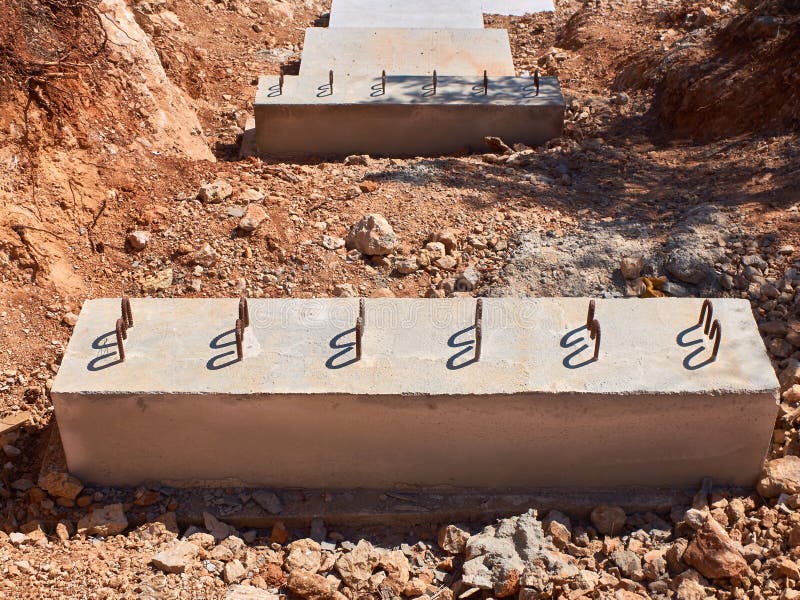 Concrete Foundations with Metal Reinforcement Extensions in the Trench ...