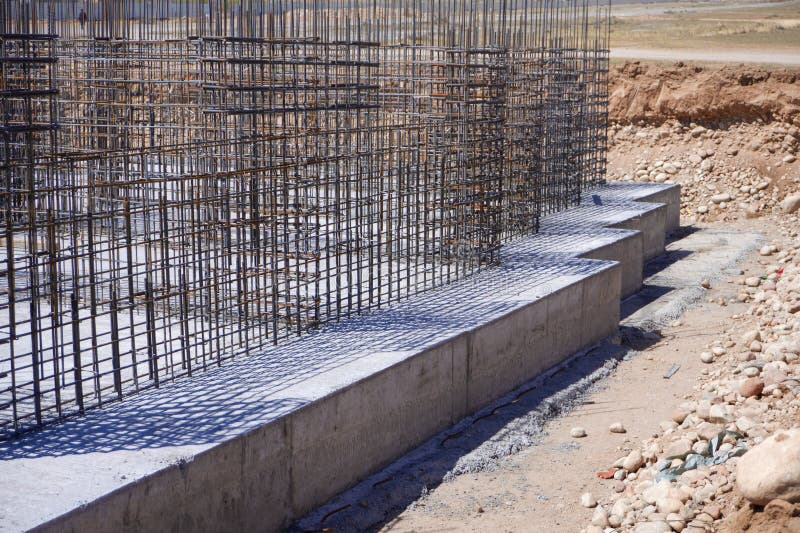 Concrete Foundations with Steel Reinforcement Stock Image - Image of ...