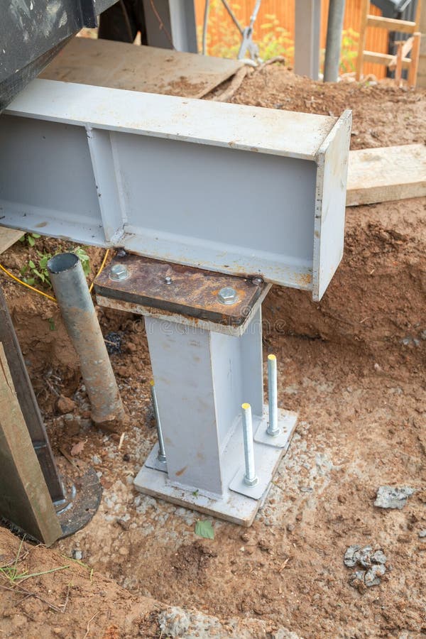 Concrete Foundations Support Metal Columns Stock Image - Image of ...
