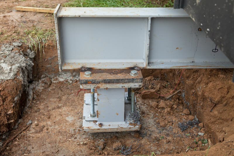 Concrete Foundations Support Metal Columns Stock Image - Image of pole ...