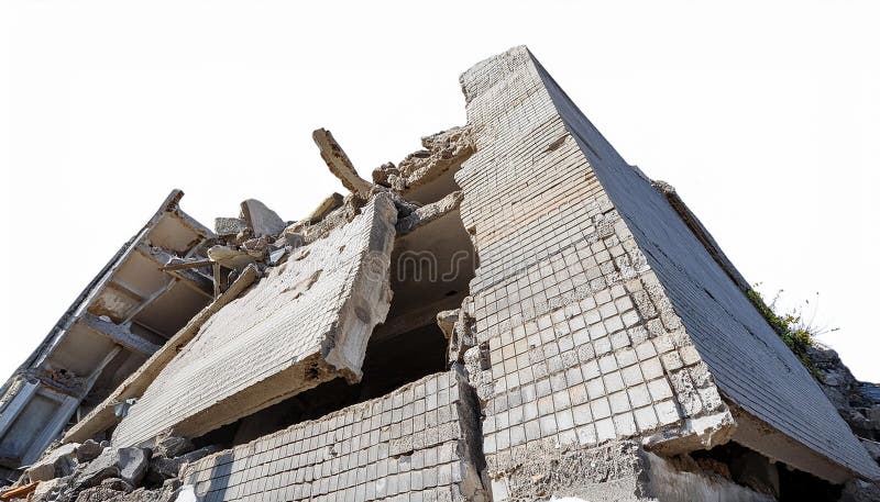 Concrete Fragments of a Destroyed Building Isolate on White Background ...