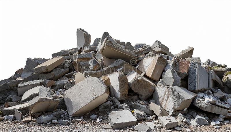 Concrete Fragments of a Destroyed Building Isolate on White Background ...