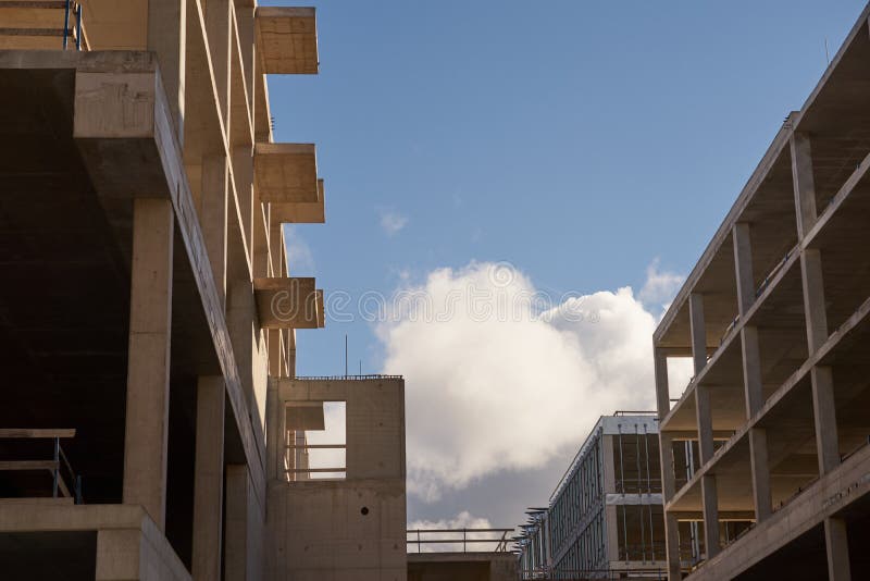 Concrete Frames of Future Buildings at the Construction Site. Stock ...