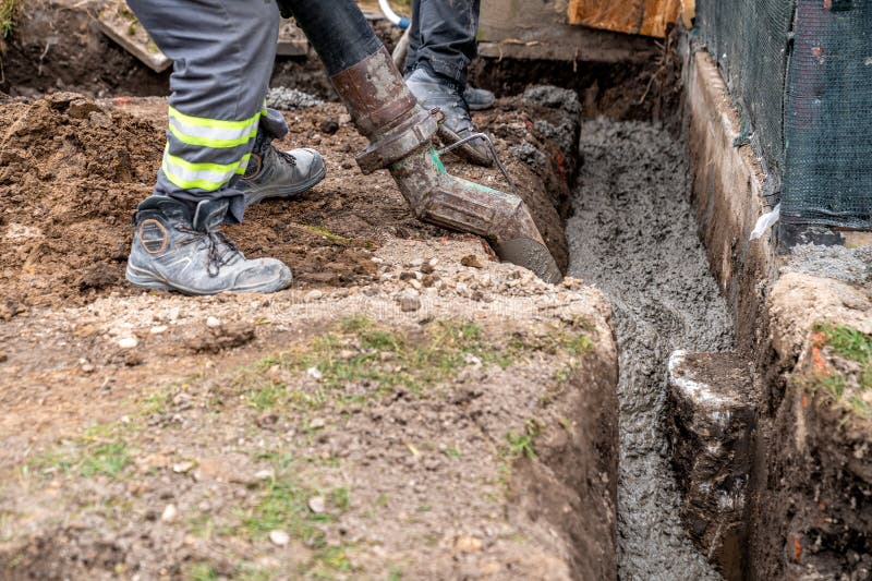 Concrete in the Ground for the Foundation of the Building Stock Image ...