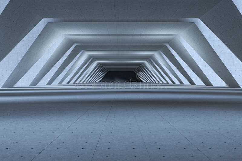 Hexagonal Tunnel Space with Hexagon Cubes, 3d Rendering Stock ...