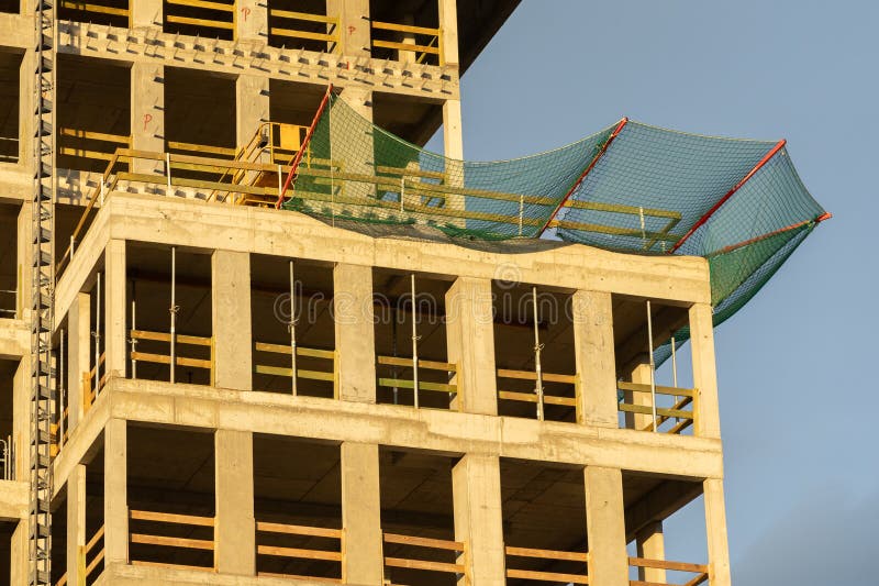 Concrete High-rise Building Under Construction Showing Empty Window ...