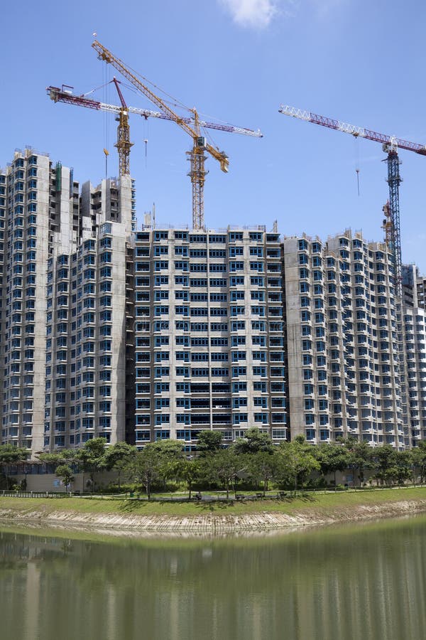 Concrete Highrise Construction Site Stock Image - Image of crane, built ...
