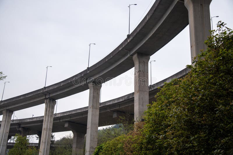 Concrete highway bridge stock photo. Image of architecture - 312784236