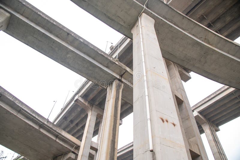 Concrete highway bridge stock image. Image of perspective - 312784255