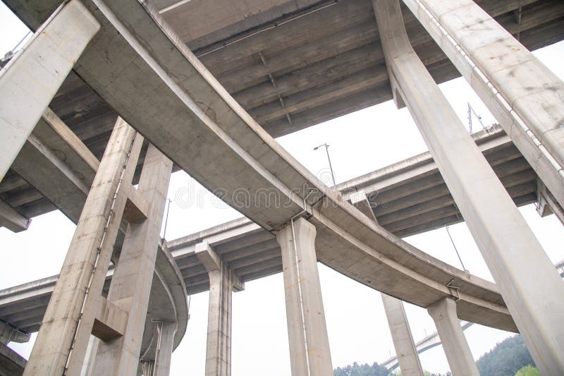 Concrete highway bridge stock image. Image of column - 312784293