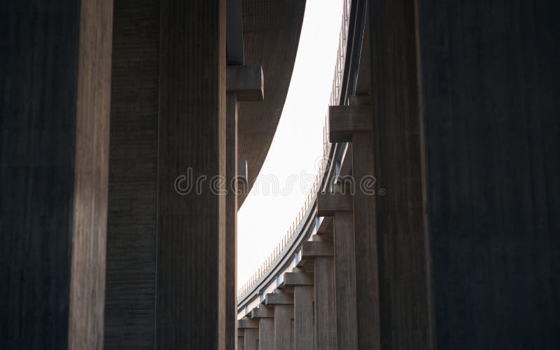 Concrete Highway Bridge Pillars and Sweeping Curve Stock Photo - Image ...