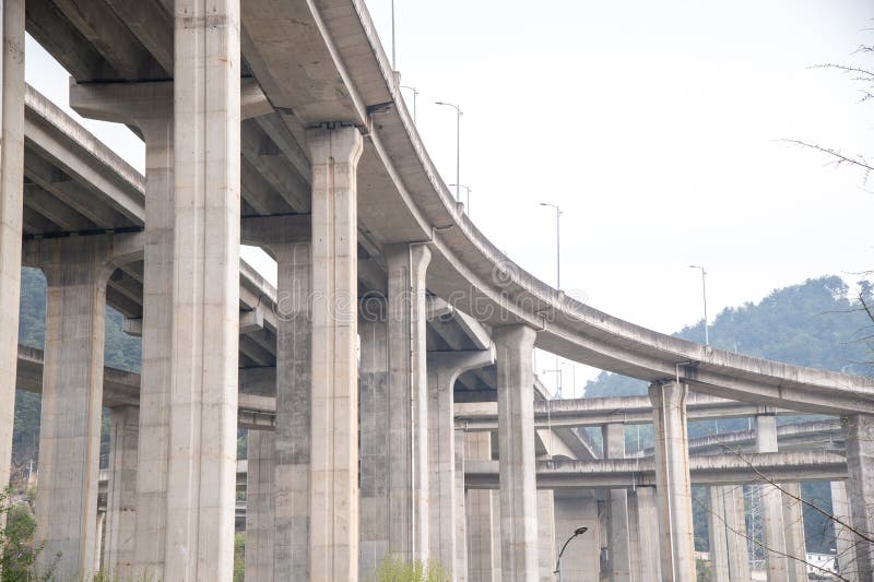 Concrete highway bridge stock photo. Image of cross - 312784260