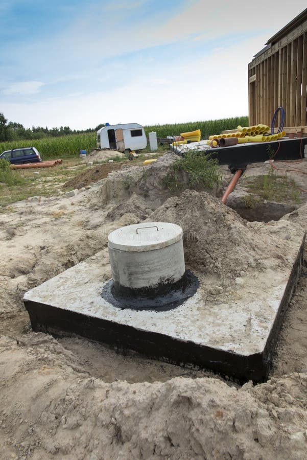 Concrete House Cesspit or Waste Water Tank Stock Photo - Image of ...