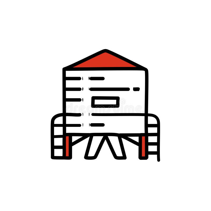 Concrete House Color Icon on White Background. Line Style Vector ...