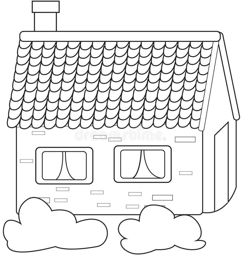 Concrete House Coloring Page Stock Illustration - Illustration of ...