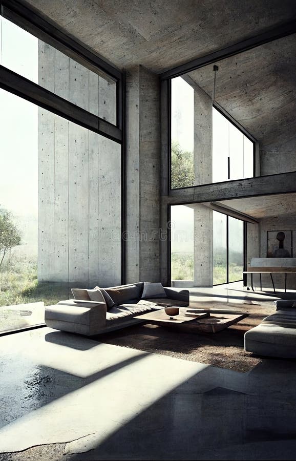 Concrete House, Luxurious Modern Interior, Minimalistic Design ...