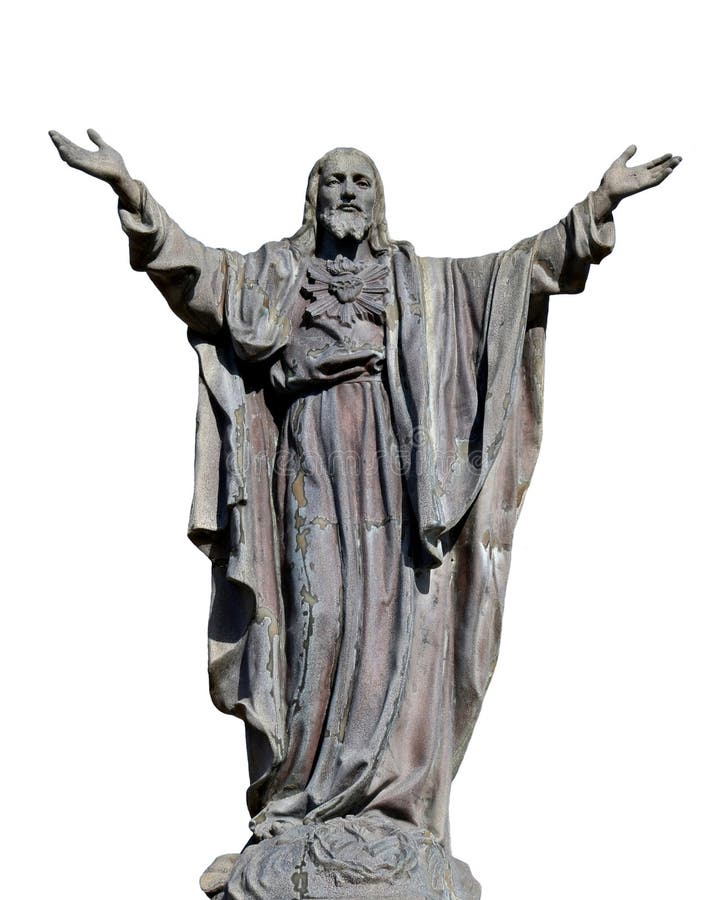 Concrete Image Of Christ Arms Upraised With Sacred Heart Stock Image