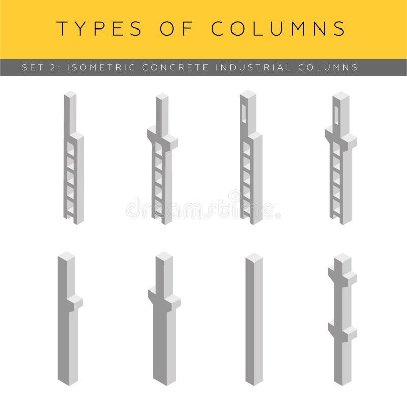 Concrete Columns in Isometric View, Vector Icon Stock Vector ...