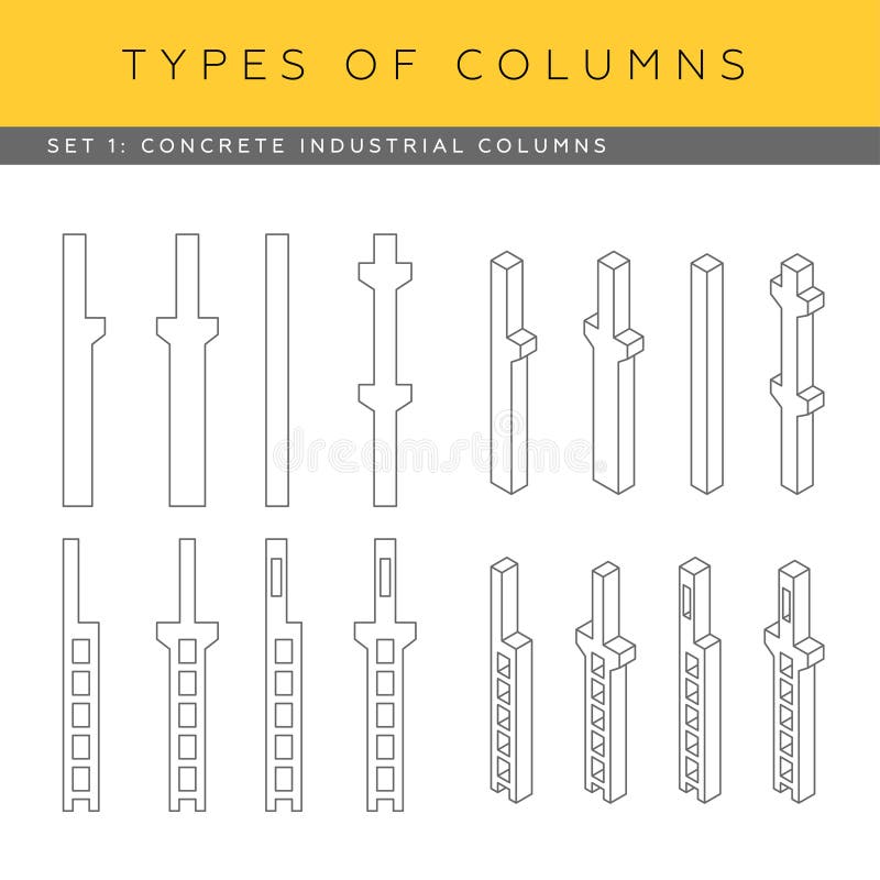 Concrete Columns in Isometric View, Vector Icon Stock Vector ...